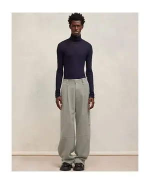 AMI Paris Pleated Wide-leg Cargo Pants
