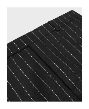 Celine Embroidered Flared Striped Wool Pants - Black/white