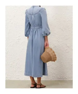 Zimmermann Lucky Denim Midi Dress - Blue