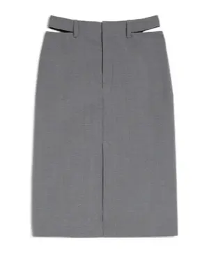JIL SANDER Dry Wool Poplin Skirt - Shadow