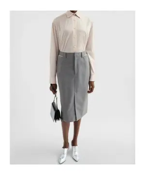 JIL SANDER Dry Wool Poplin Skirt - Shadow