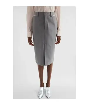 JIL SANDER Dry Wool Poplin Skirt - Shadow