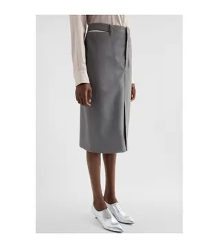 JIL SANDER Dry Wool Poplin Skirt - Shadow