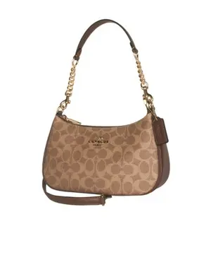 COACH Monogram Shoulder Bag With Chain Strap - Brown