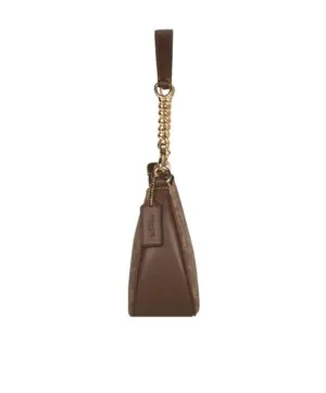 COACH Monogram Shoulder Bag With Chain Strap - Brown