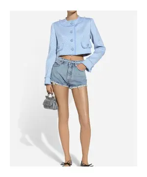 Dolce & Gabbana Cropped Tweed Jacket - Light Blue