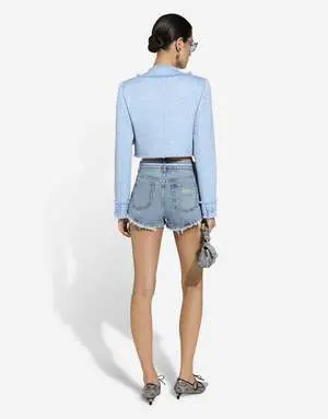 Dolce & Gabbana Cropped Tweed Jacket - Light Blue