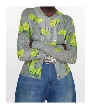 Acne Studios Floral Layered Cardigan - Gray
