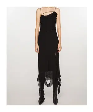 Acne Studios Sleeveless Ruffle Detailed Midi Dress - Black