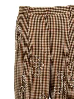 Dries Van Noten Checked Pleated Full Leg Pants