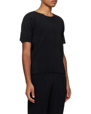 Issey Miyake Homme Plissé Crewneck Short-sleeved T-shirt - Black
