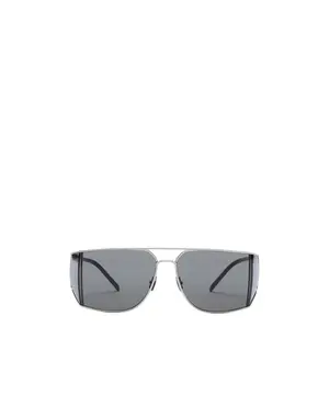 Saint Laurent Aviator Frame Sunglasses - Silver/gray