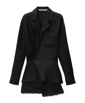 Alexander Wang Twill Wrap Mini Dress - Black