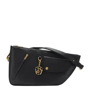 Burberry Burberry Shield Twin Shoulder Bag With Zipper Closure Black