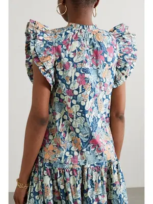 Ulla Johnson Elena Floral Print Ruffled Shirt