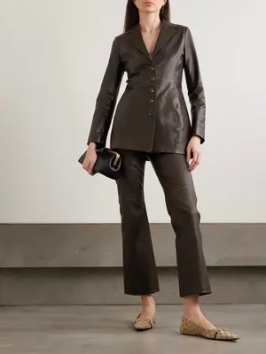 Nour Hammour Patchwork Leather Casual Pants