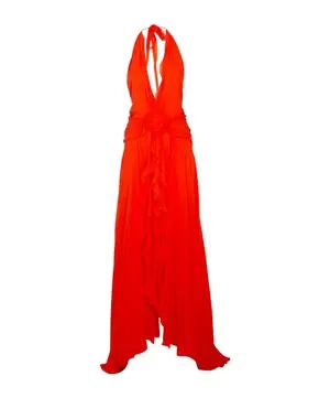 Blumarine V-neck Maxi Dress With Floral Embellishment