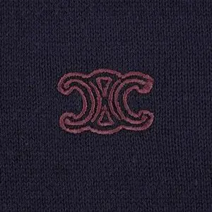 Celine Polo Sweater In Fine Cotton - Navy Blue