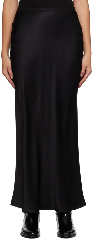 ANINE BING High Waist Pleated Midi Skirt - Black