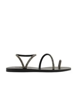 ANCIENT GREEK SANDALS Apli Eleftheria Flat Sandals - Black