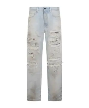 Amiri Distressed Light Wash Denim Jeans - Gray