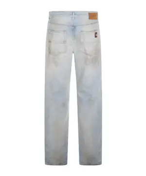 Amiri Distressed Light Wash Denim Jeans - Gray