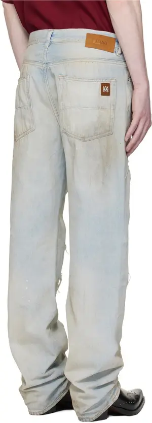 Amiri Distressed Light Wash Denim Jeans - Gray