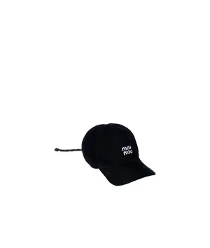 Miu Miu Embroidered Baseball Cap - Black