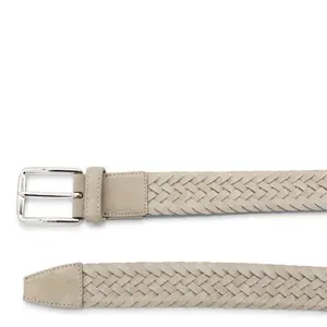 TOD'S Logo Engraved Detailed Woven Belt - Nude