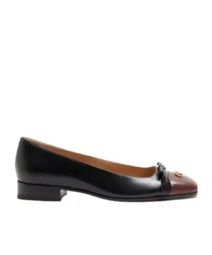 Valentino Garavani Vlogo Signature Embellished Ballet Flats - Black/coffee