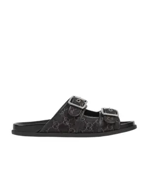 Gucci Rhein Double-buckle Slides - Black
