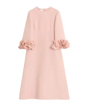 Valentino Garavani Crepe Couture Midi Dress With Ruffle Detail