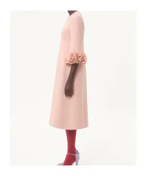 Valentino Garavani Crepe Couture Midi Dress With Ruffle Detail