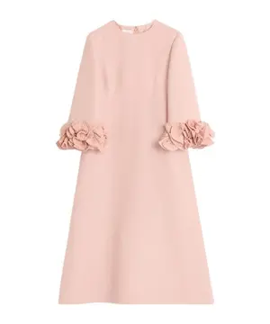 Valentino Garavani Crepe Couture Midi Dress With Ruffle Detail - Pink