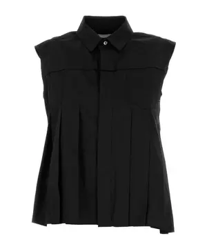 Sacai Pleated Sleeveless Poplin Shirt