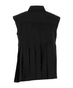 Sacai Pleated Sleeveless Poplin Shirt