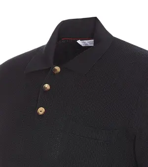 Brunello Cucinelli Honeycomb Stitch Knitted Polo Shirt
