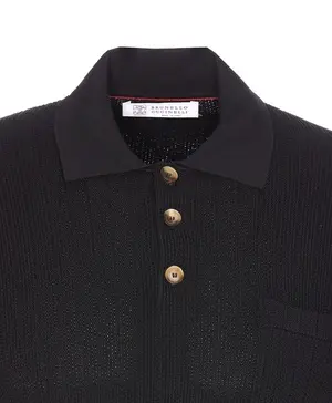 Brunello Cucinelli Honeycomb Stitch Knitted Polo Shirt