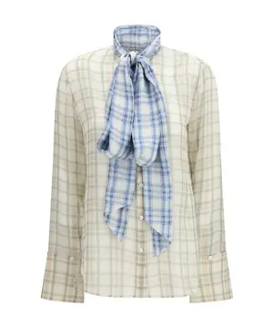 Acne Studios Checked Scarf-collar Shirt