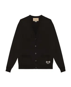 Gucci Gg Intarsia Knit Cardigan - Black
