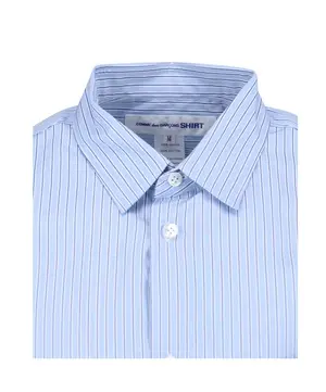 Comme Des Garçons Striped Long-sleeved Shirt - Blue