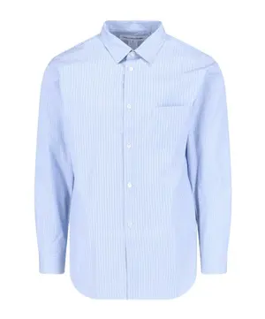 Comme Des Garçons Striped Long-sleeved Shirt - Blue