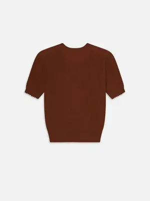 FRAME Short Sleeve Cardigan - Chestnuts