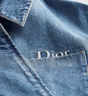 Dior Zip-up Denim Jacket With Wide Collar
