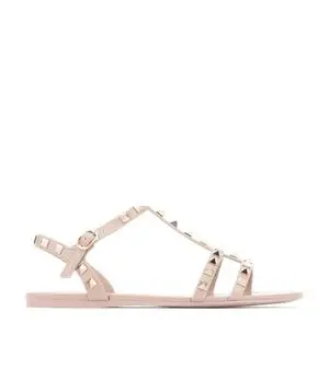 Valentino Garavani Rockstud Strappy Flat Sandals - Nude Pink