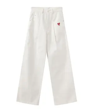 Marissa Chiara Heart Embroidered Wide-leg Casual Pants