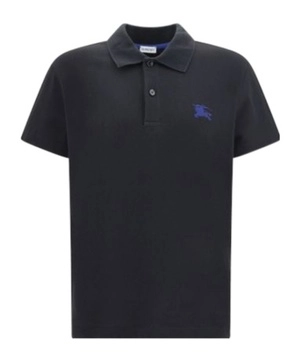 Burberry Logo Embroidered Short Sleeved Polo Shirt - Black