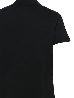Burberry Logo Embroidered Short Sleeved Polo Shirt - Black