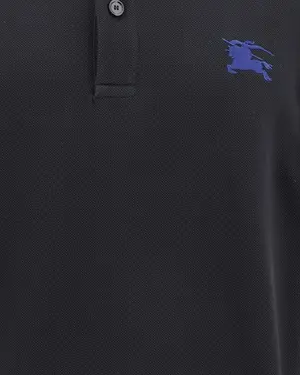 Burberry Logo Embroidered Short Sleeved Polo Shirt - Black