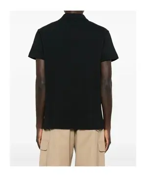 Burberry Logo Embroidered Short Sleeved Polo Shirt - Black